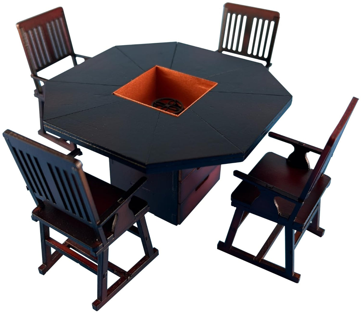 1/12 Octagon Table & Chairs with Irori WZ-028 — Ninoma